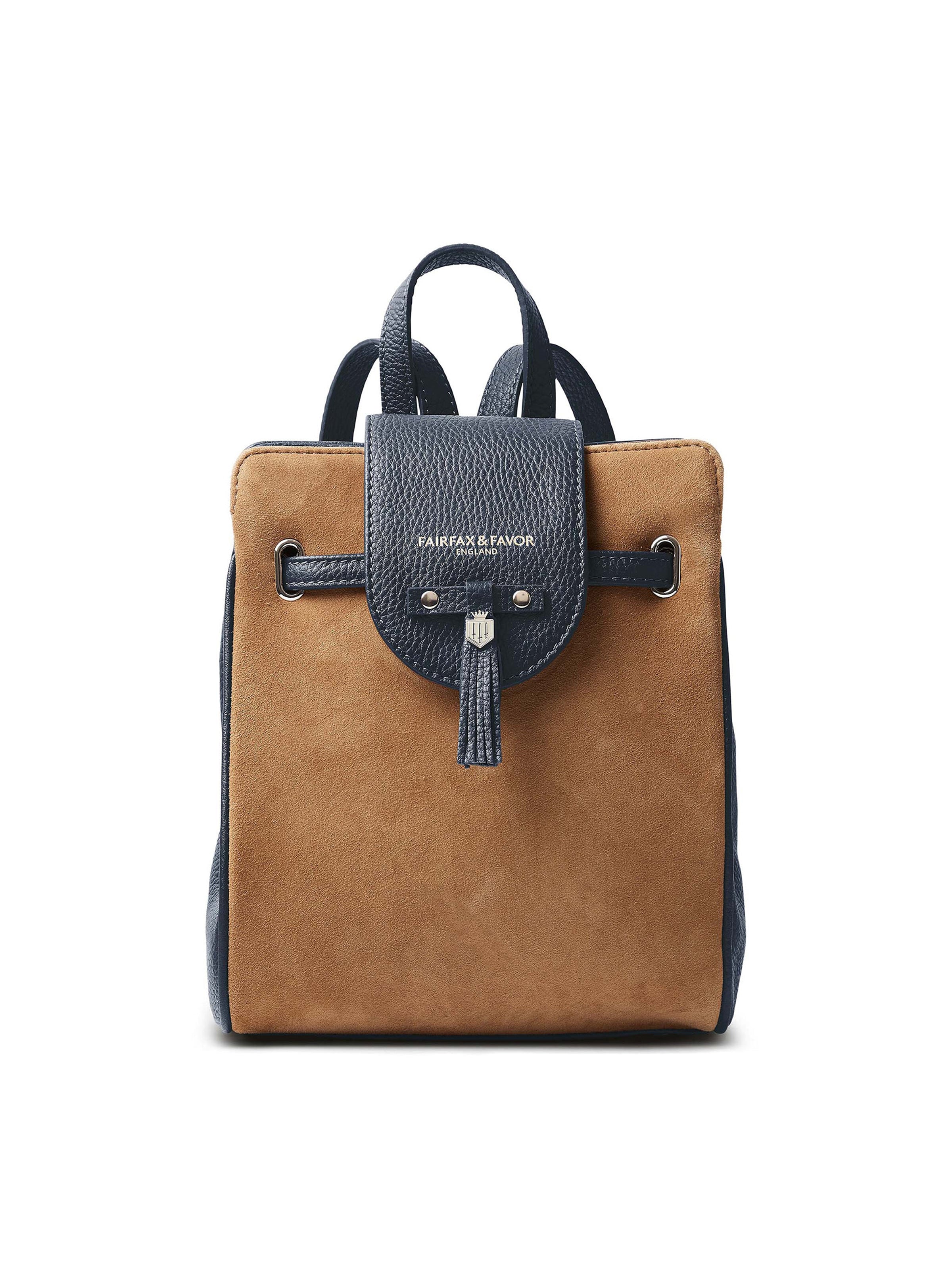 Refurbished Mini Windsor Women's Backpack Tan & Navy | Refavored